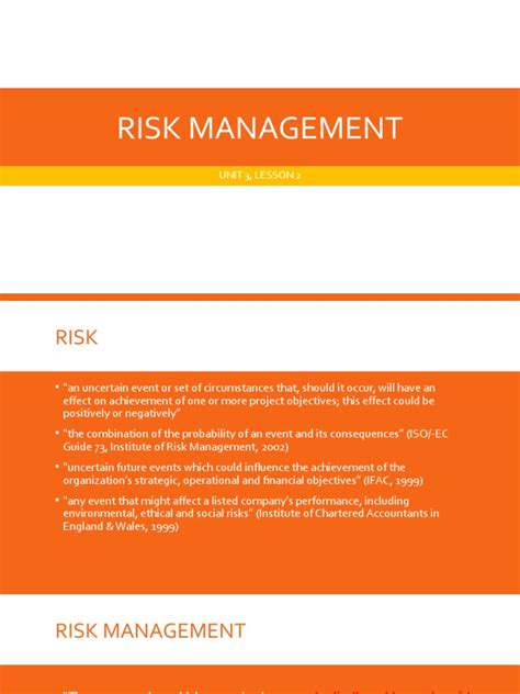 Unit 3 Risk Management Part 1 Pdf Risk Risk Management