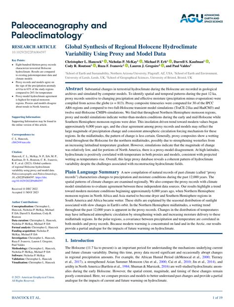 Global Synthesis Of Regional Holocene Hydroclimate Variability Using Proxy And Model Data