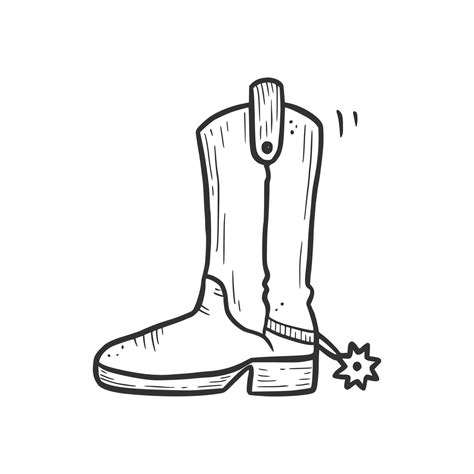 Bota De Vaquero Dibujada A Mano Con Elemento De Espuela 11644352 Vector