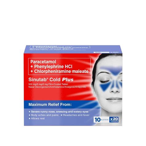 Sinutab Sinutab Cold Plus 500mg 5 Mg 2 Mg Film Coated Tablet Sold Per Piece Watsons Philippines
