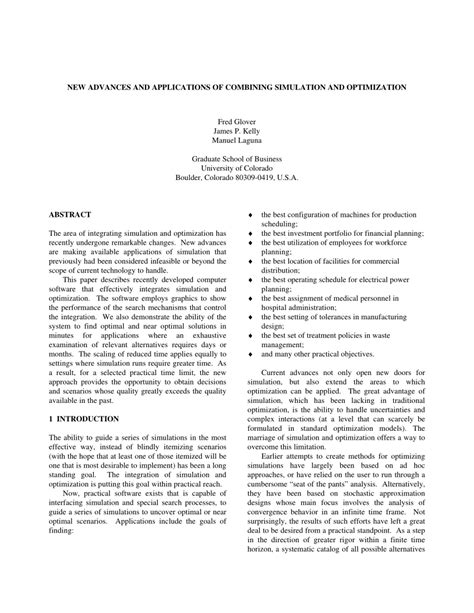 Pdf New Advances And Applications Of Combining Simulation And Optimization