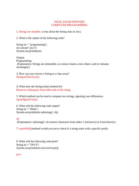 Final Exam Computer Programming Pointers Pdf String Computer Science Computer Engineering