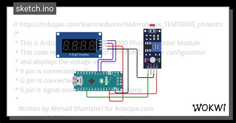 Temt6000 Ky018 Tm1637 Display Wokwi Esp32 Stm32 Arduino Simulator