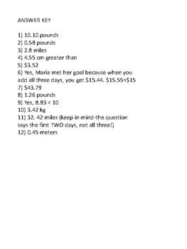 Multi Step Adding And Subtracting Decimals Word Problems Challenge