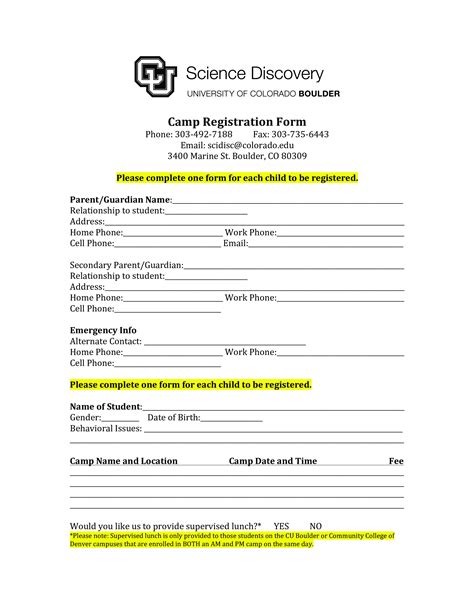Free Printable Dance Camp Registration Forms Printable Forms Free Online