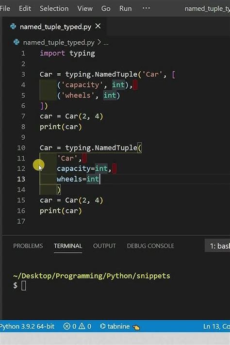 Python Create Classes With Named Tuple Namedtuple Using Typing Youtube