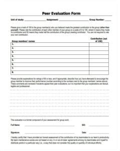 Printable Peer Evaluation Form