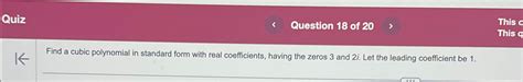 Solved Quizquestion 18 ﻿of 20thisthis Qfind A Cubic
