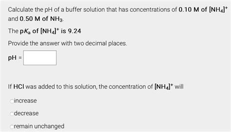 Calculate The Ph Of A Buffer Solution That Has Concentrations Of 0 10 M