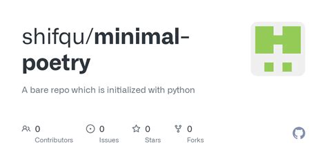 Github Shifquminimal Poetry A Bare Repo Which Is Initialized With