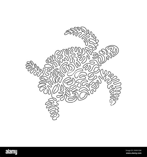 Single One Line Drawing Of Cute Turtle Abstract Art Continuous Line Drawing Graphic Design