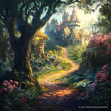 Ai创作图童话森林主题场景 梦幻城堡插画 童话世界壁纸 梦幻童话镇 奇幻爱丽斯仙境插画 魔幻场景插画 唯美梦幻场景 梦幻场景小屋 梦幻森林场景 童话森林效果图 森系场景童话森林 童话中的花园