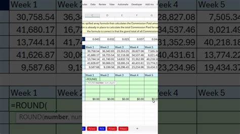 Ms 365 Excel Basics 35 Spill Rectangle Range Of Weekly Commission
