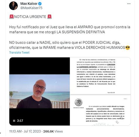 Revés Para La Mañanera Max Kaiser Obtuvo Una Suspensión Definitiva Que