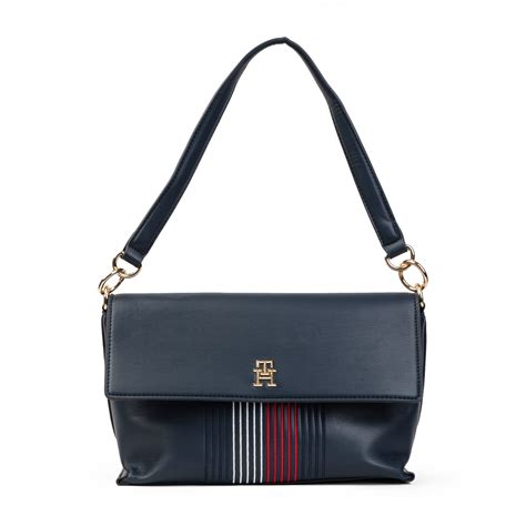 Tommy Hilfiger Logo Appliqué Shoulder Bag For Women Blu Mark And Shark
