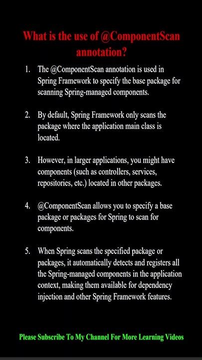 What Is The Use Of Componentscan Annotation Youtube