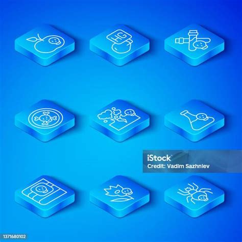 독극물 가스 또는 연기의 유독 한 구름 꽃 독성 액체 병 물약 뼈와 두개골 사과와 거미 아이콘에 대한 줄 책 벡터 3차원 형태에 대한 스톡 벡터 아트 및 기타 이미지