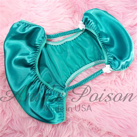 Teal Green Slippery Satin String Bikini Sissy Mens Panties Sissy Panties