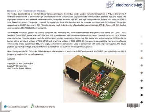Isolated CAN Transceiver Module Electronics Lab