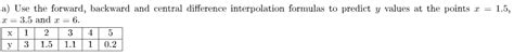 Solved A Use The Forward Backward And Central Difference