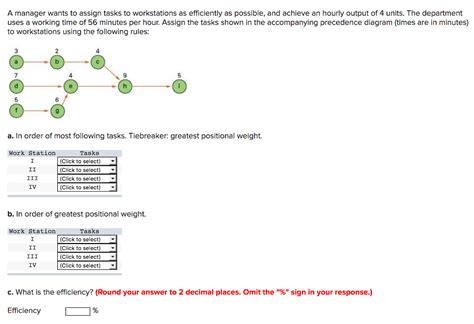Solved A Manager Wants To Assign Tasks To Workstations As