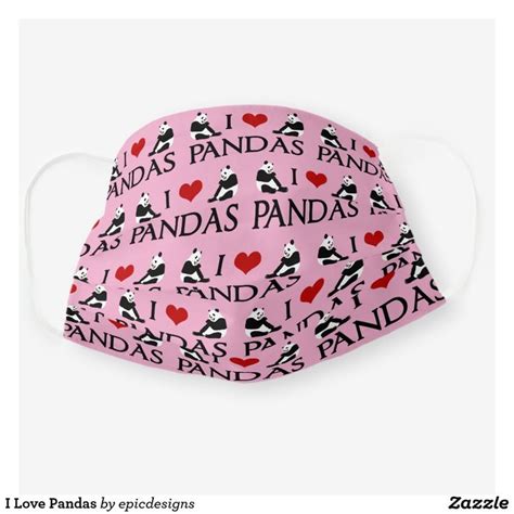 I Love Pandas Cloth Face Mask Face Mask Panda Bear Ts Mask