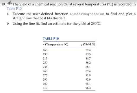 Solved A The Yield Of A Chemical Reaction At Several Chegg