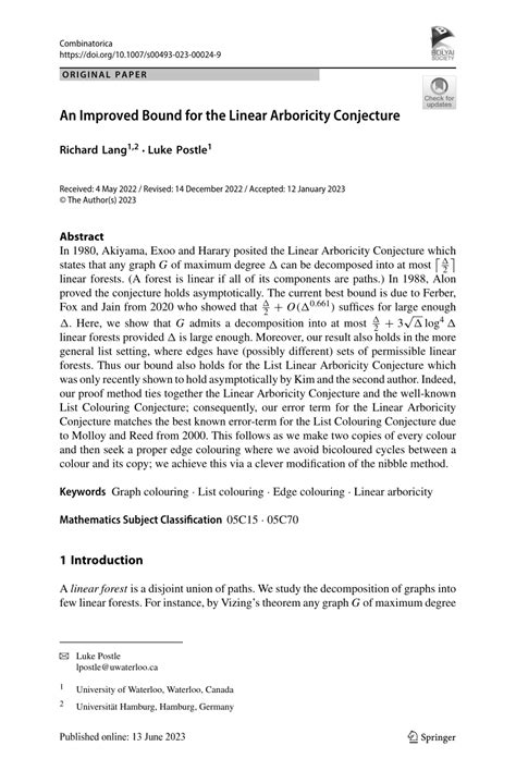 Pdf An Improved Bound For The Linear Arboricity Conjecture