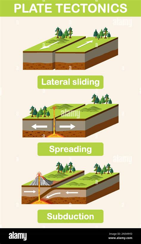 Three Types Of Tectonic Boundaries Illustration Stock Vector Image