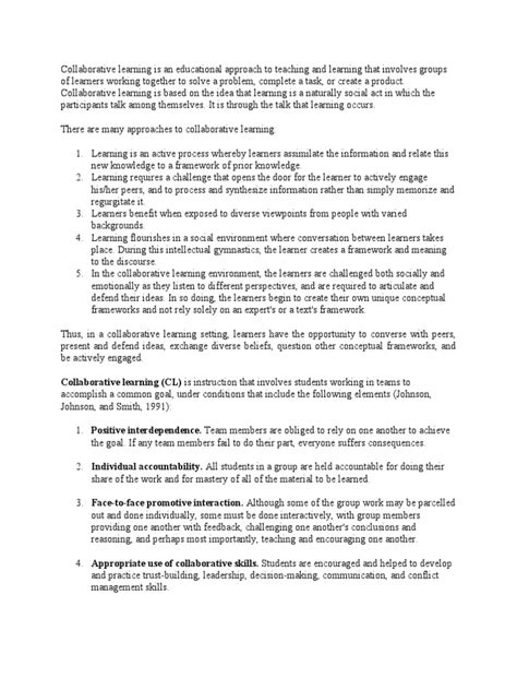 Collaborative Learning Is An Educational Approach To Teaching And Learning That Involves Groups