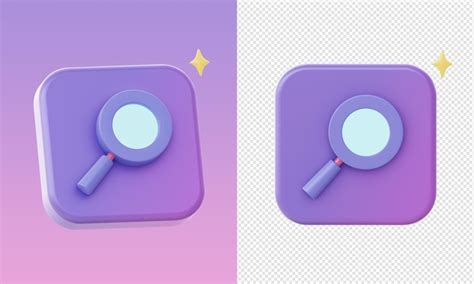 Простые 3d фиолетовые значки увеличительного стекла для Ui Ux веб мобильных приложений дизайн