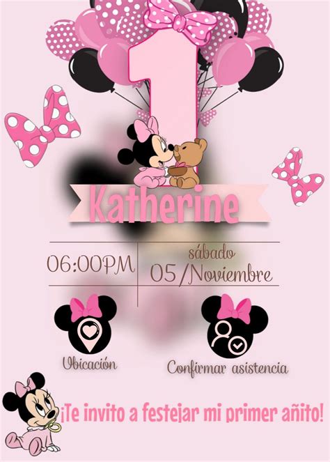 Gold Glitter Minnie Mouse Birthday Invitation Templates Editable Docx