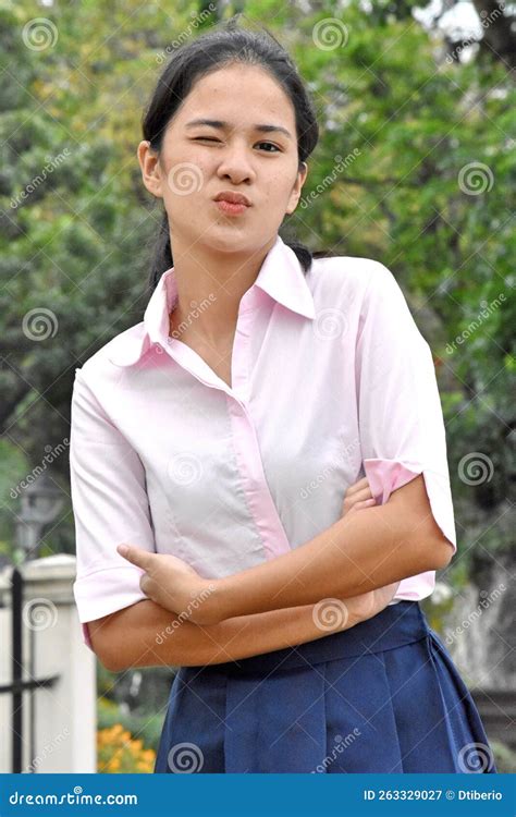 Cute Diverse Female Winking At Park Stock Image Image Of Beauty Wink 263329027