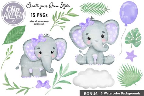 Purple Elephant Clip Art