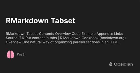 Rmarkdown Tabset Kaas Obsidian Publish