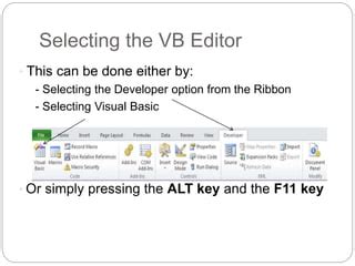 An Introduction To Vba And Macros PPTX Operating Systems Computer Software And Applications