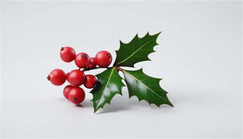 Premium AI Image Holly Berry Leaves Christmas Decoration Isolated On White Background