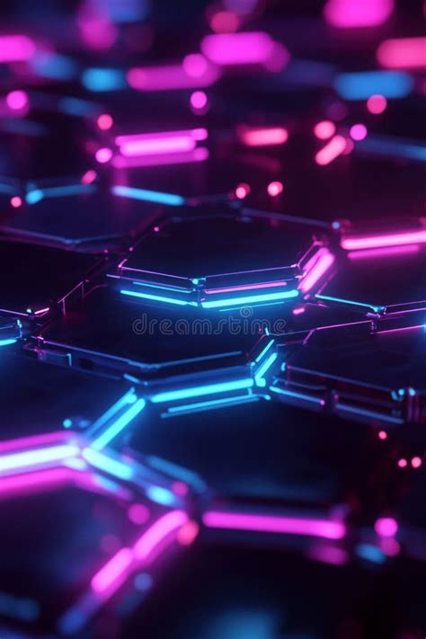 A Dynamic 3d Abstract Background With Interconnected Hexagonal Grids Illuminated By Electric