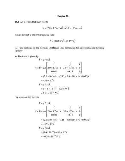 chapter 28 28 1 an electron that has velocity ï ² v 2 0 Ã 10 6 m s Ë i