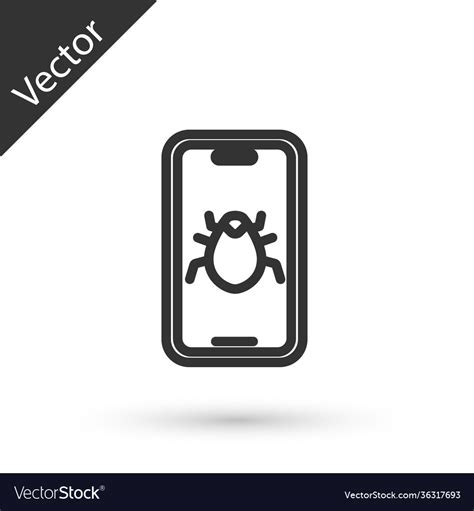 Grey Line System Bug On Mobile Icon Isolated Vector Image