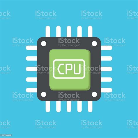 Cpu For Computer And Smartphone Icon In Flat Style Processor Chipset