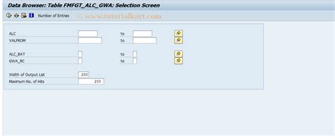 FMFG E SF ALC GWA SAP Tcode SF Display ALC GWA Master Data Transaction Code