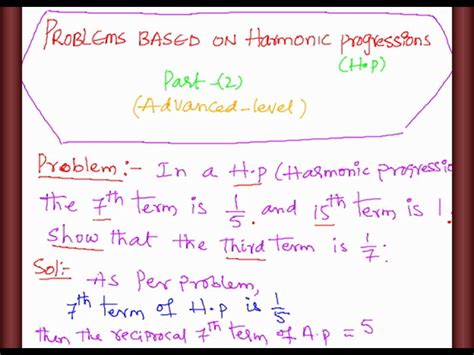 Algebra Problems Based Harmonic Progression Part2 Youtube