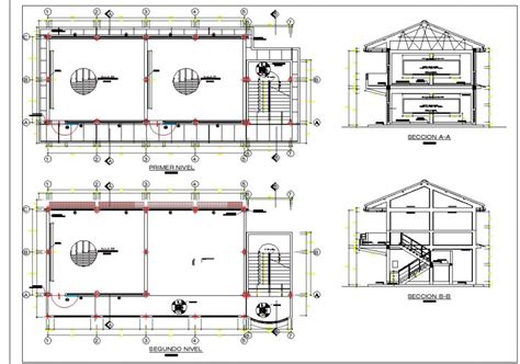 Plan And Sectional Detail Of Building 2d View Cad Construction Block