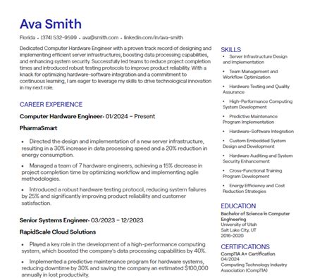 Computer Hardware Engineer CV Examples Free Templates