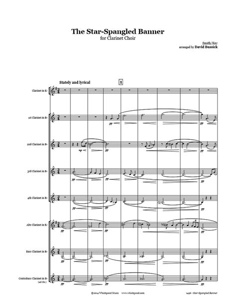 Star Spangled Banner Clarinet Choir Whichpond Music