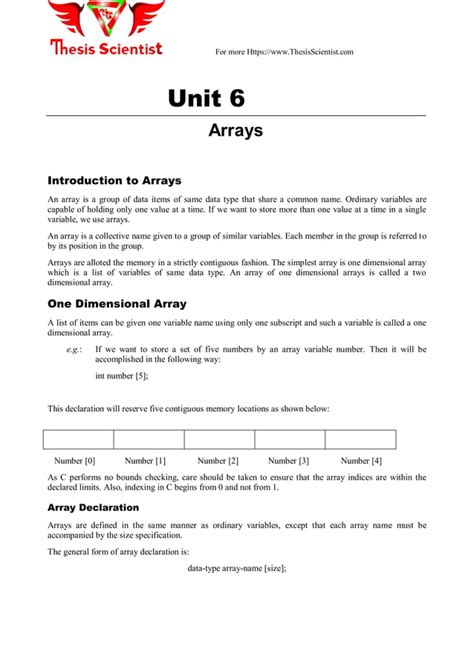 Introduction To Arrays In C Pdf
