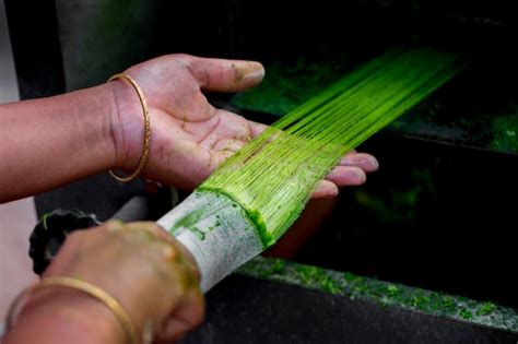 Premium Photo Fiber Is Being Made From The Pineapple Tree Leaves A Hand And Unwashed Pineapple