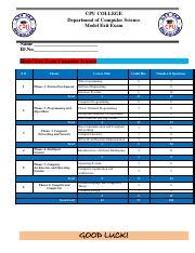 CS Model Exit Exam Pdf CPU COLLEGE Department Of Computer Science Model Exit Exam