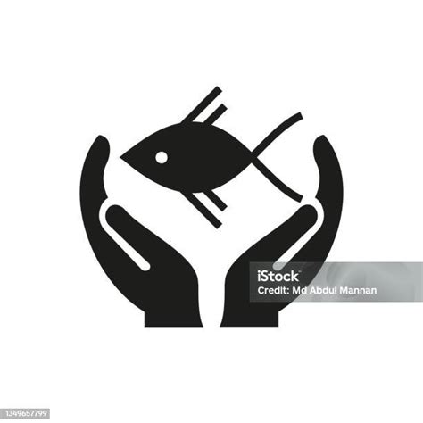 핸드 피쉬 로고 디자인 손 콘셉트 벡터가 있는 생선 로고 손과 생선 로고 디자인 개념에 대한 스톡 벡터 아트 및 기타 이미지